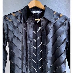 Zba | Tops | Zba Deconsteucted Dressy Button Down Shirt Size Small ...
